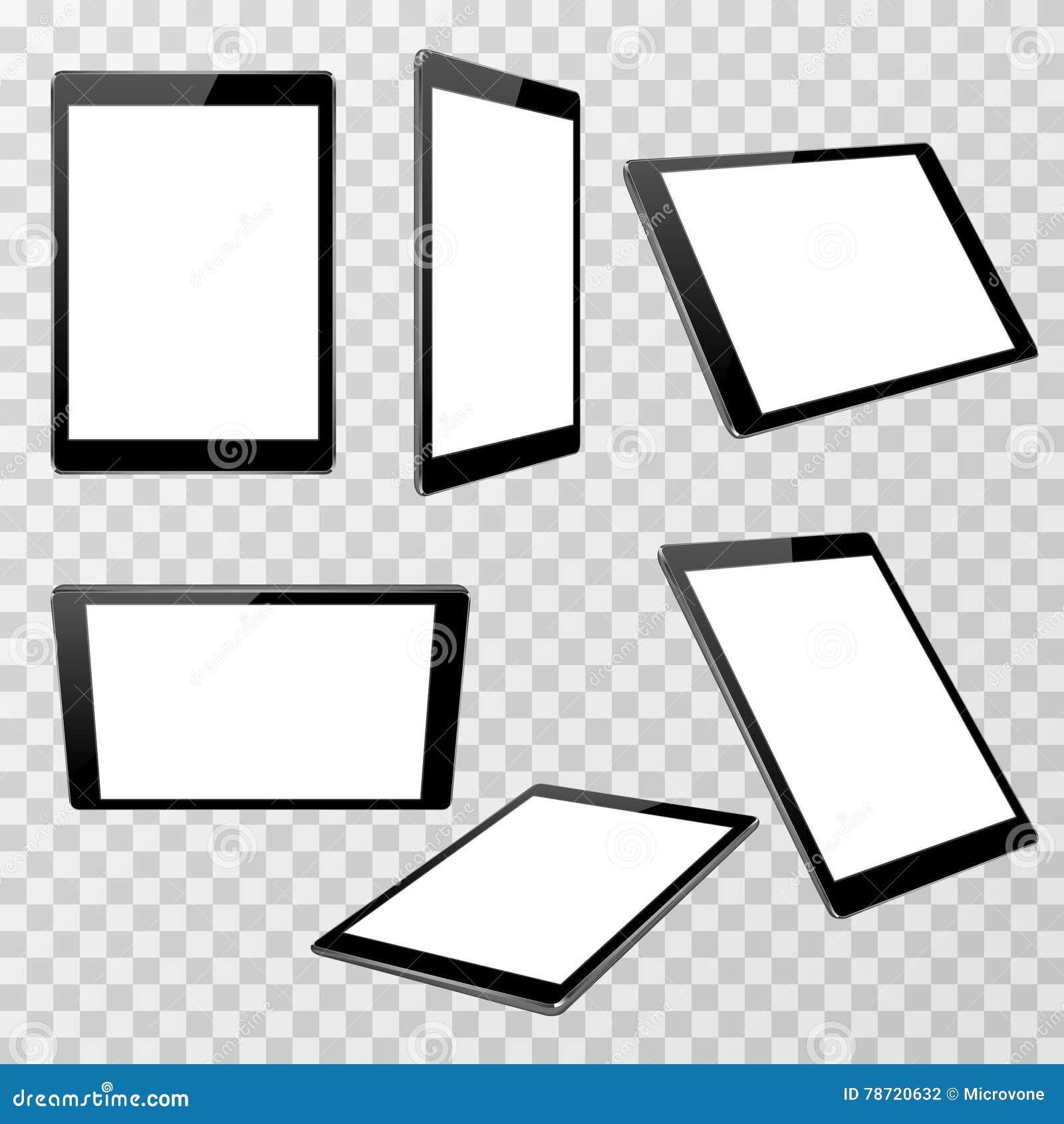 Realistic Black Tablet Vector Template Isolated on Transparent ...