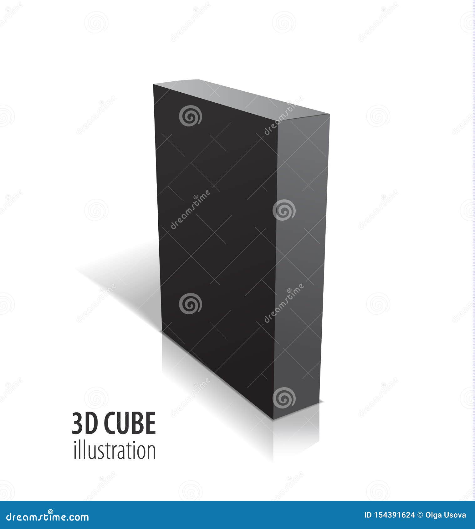 Realistic Black Vector Closed Blank Box Illustration with Shadows ...