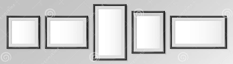 Realistic Black Vertical, Horizontal and Square Frames. Stock ...