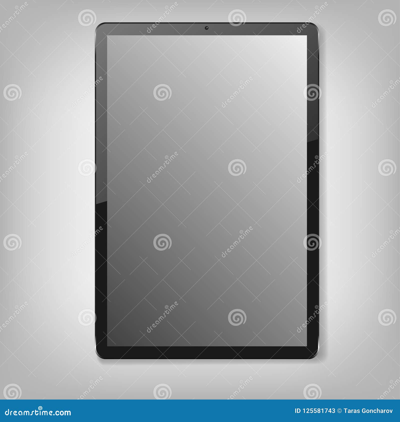 Realistic Black Vertical Vector Tablet Stock Vector - Illustration of ...