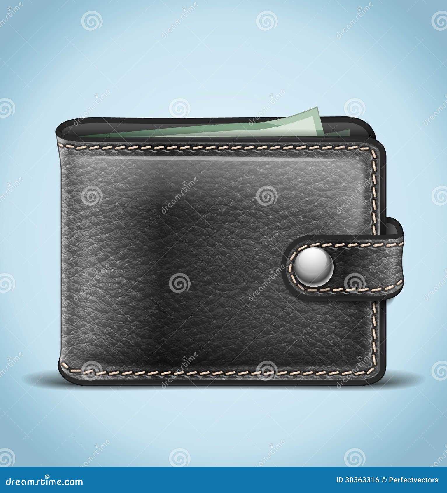 Realistic Black Wallet stock illustration. Illustration of financial ...
