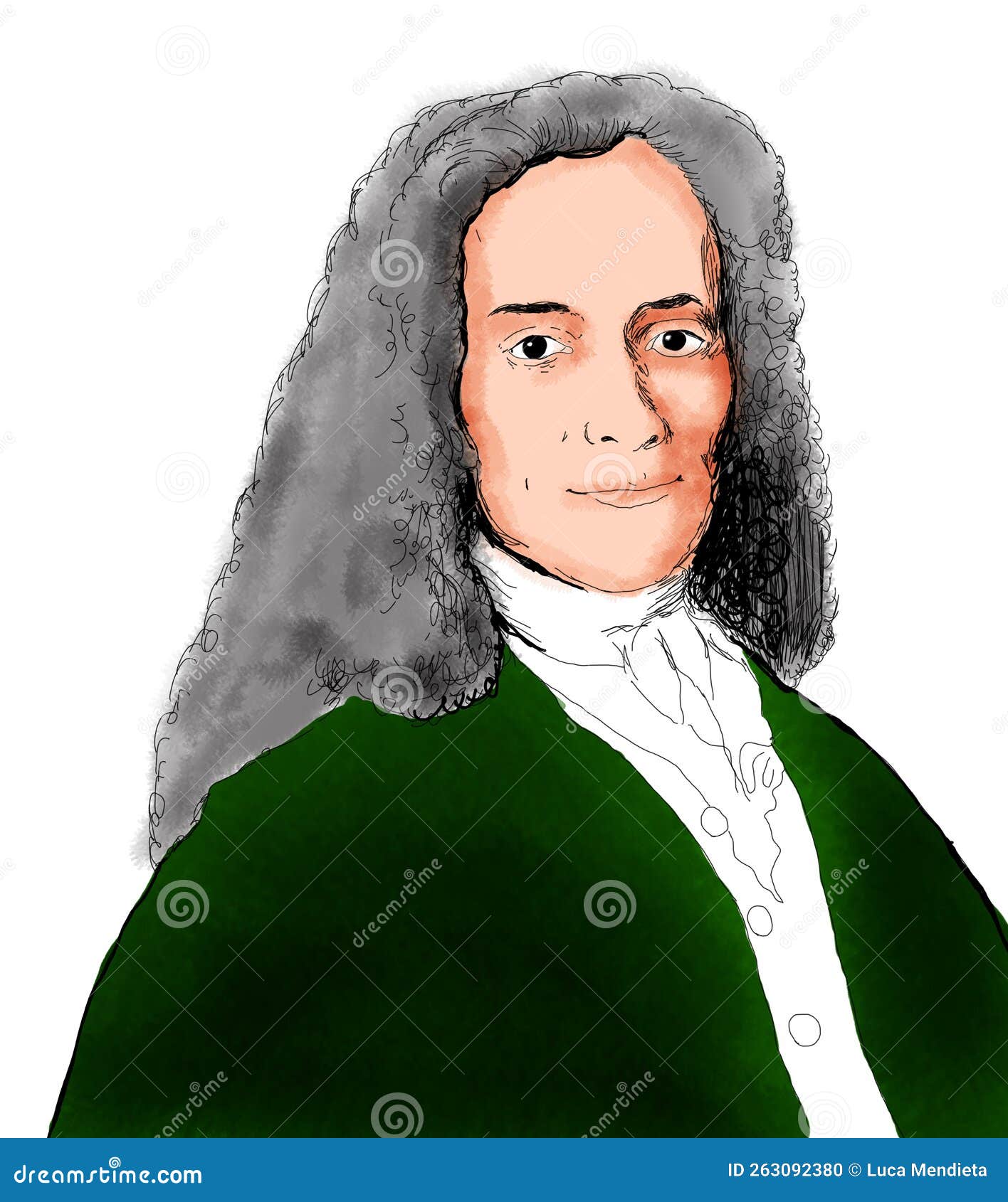 Realistic Black and White Illustration of the French Philosopher ...