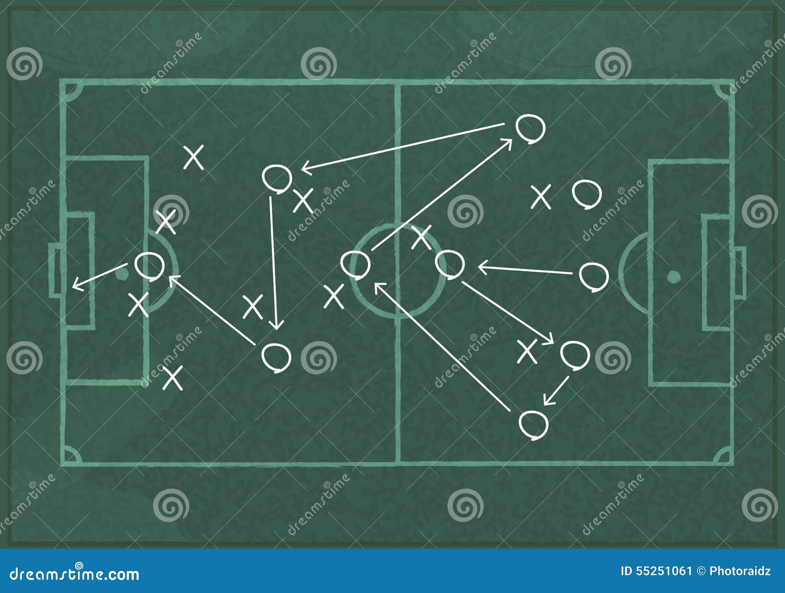 Realistic Blackboard Drawing a Soccer Game Strategy Stock Illustration ...