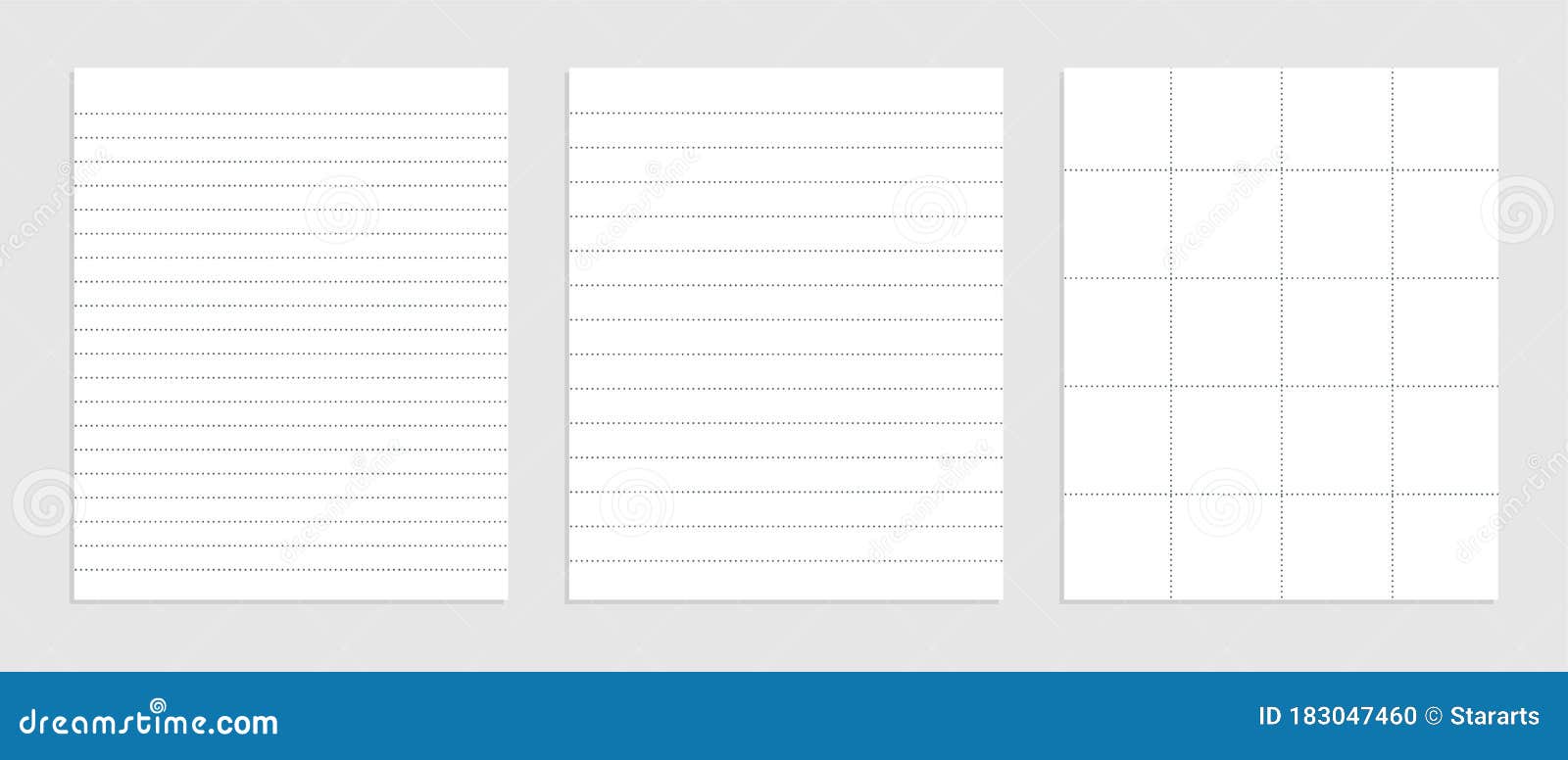 Realistic Blank Dotted Lines Paper Sheet Set Stock Vector ...