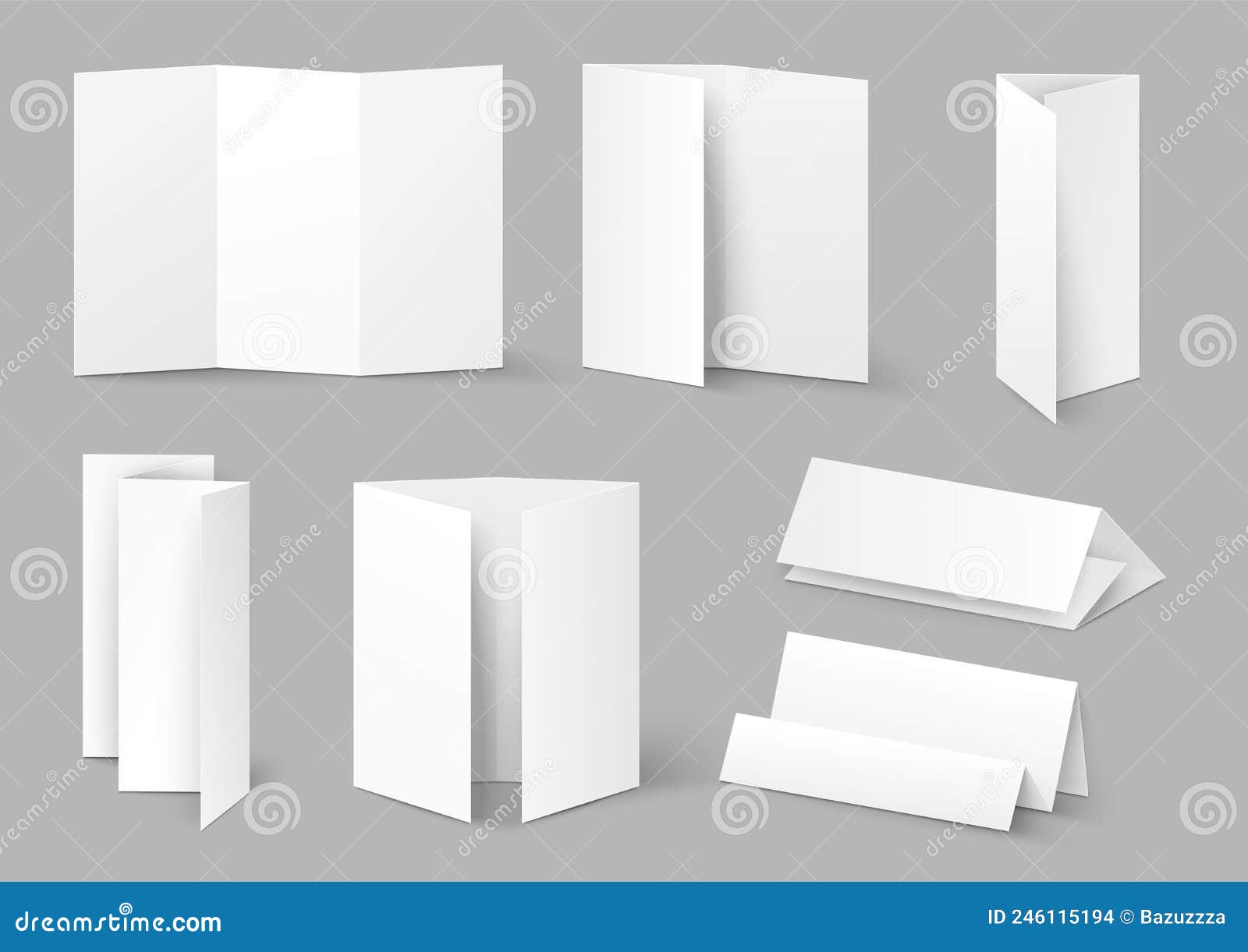 Realistic Blank Folded Paper Sheet Vector Set Stock Vector ...