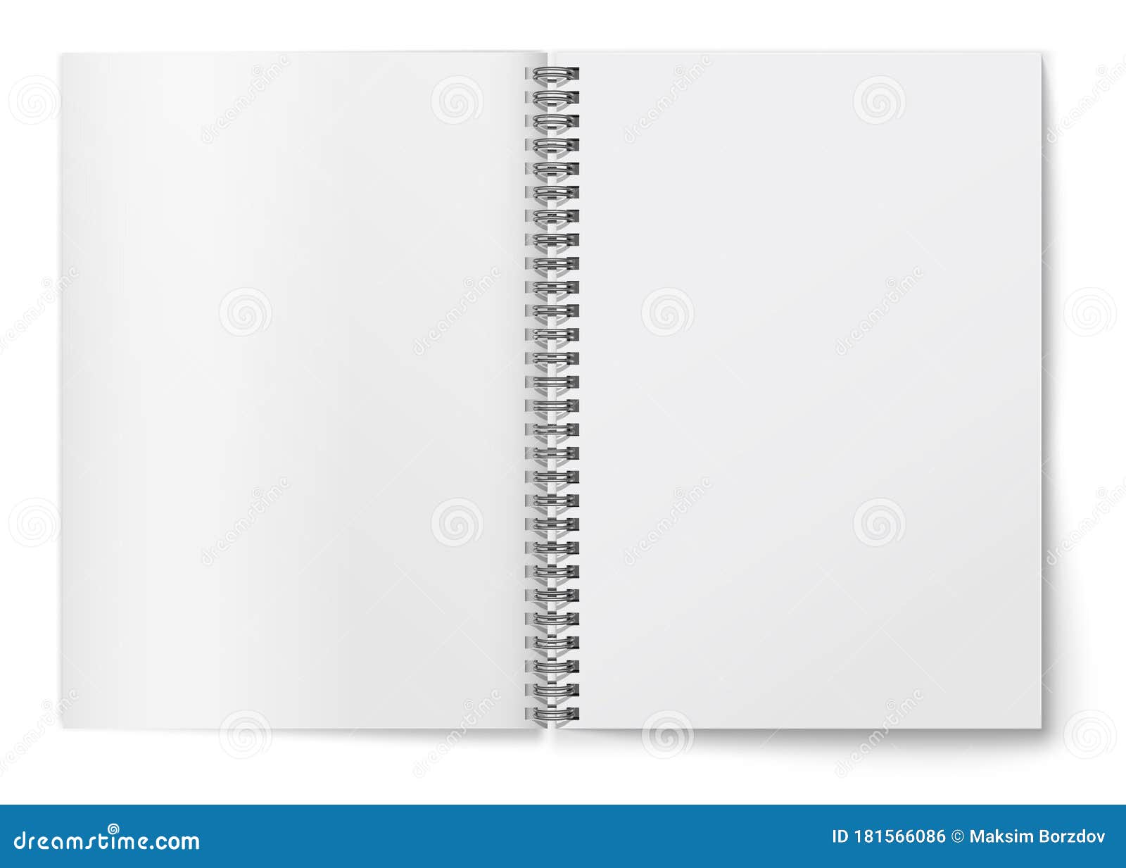Realistic Blank Horizontal Open Realistic Spiral Notepad Mockup. Stock ...