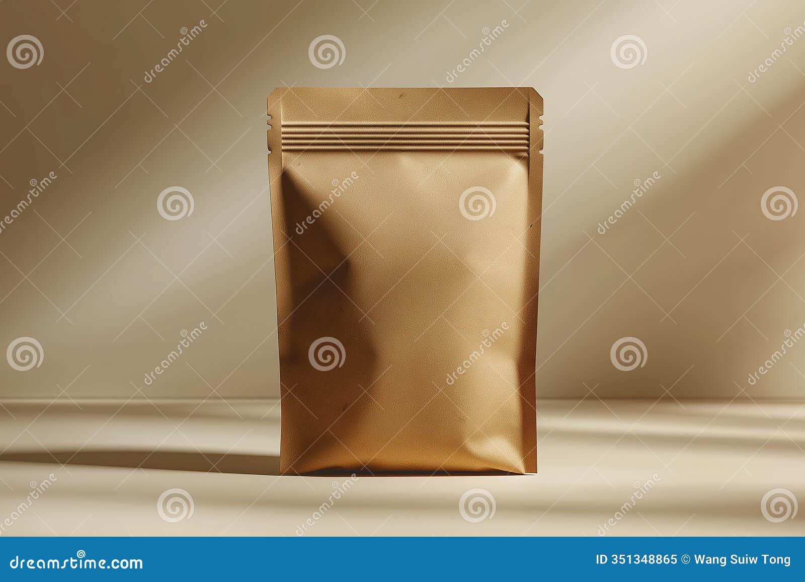Blank Kraft Paper Pouch Packaging Mockup Standing on Table Stock ...