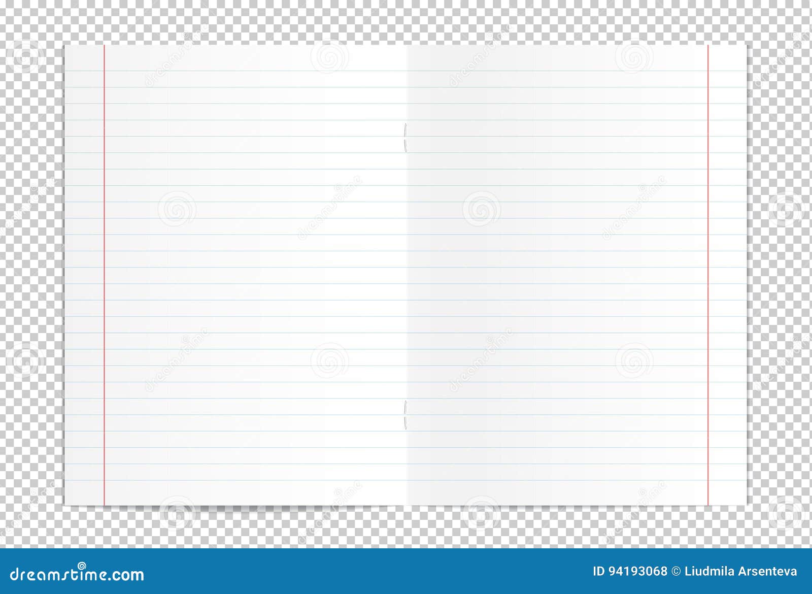 Realistic Blank Lined Copy Book Spread Stock Vector - Illustration of ...