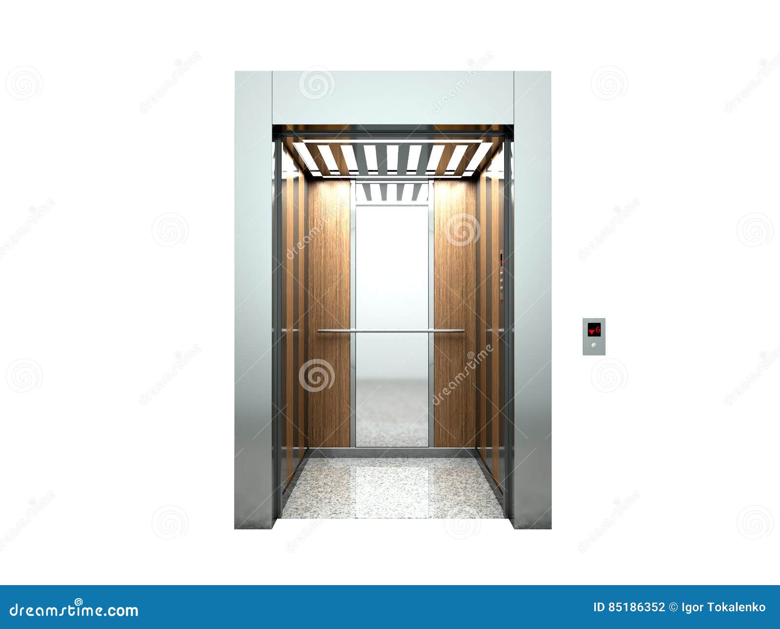 Realistic Blank Open Elevator Hall Interior with Waiting Lift 3d ...