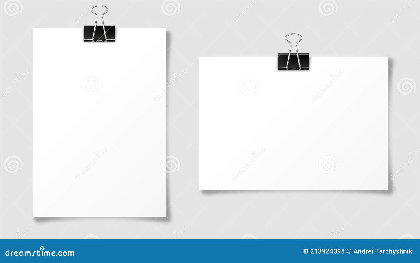 Realistic Blank Paper Sheet in A4 Format with Black Binder Clip ...
