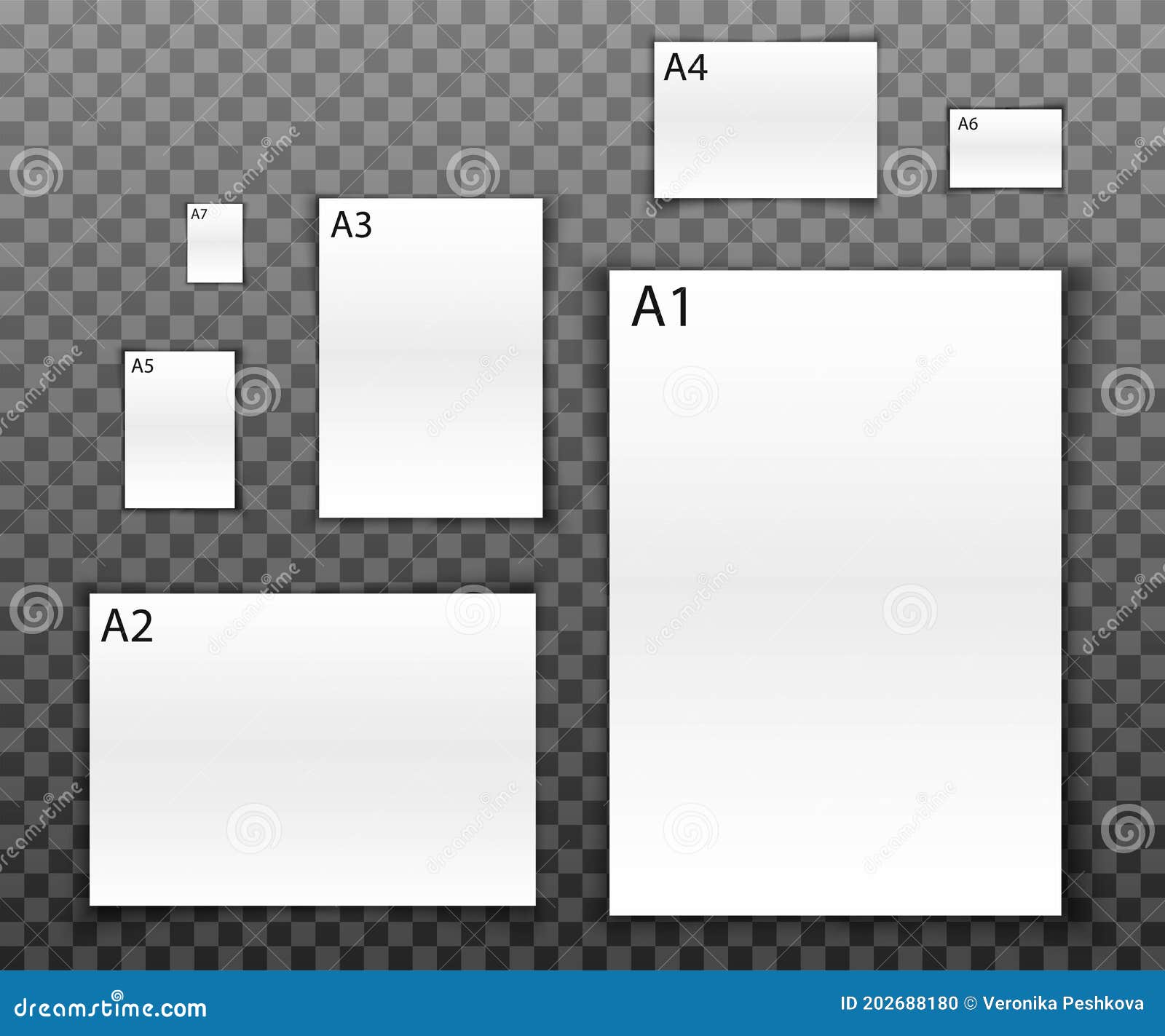 Realistic Blank Space Paper Collection of Different Sizes Sheets on ...