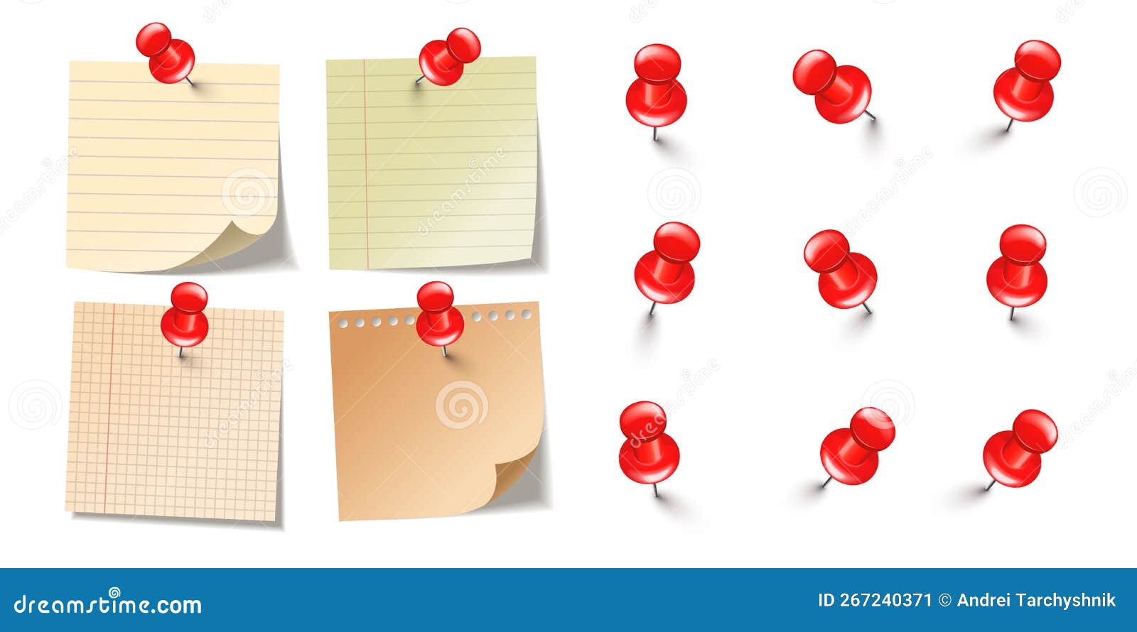 Realistic Blank Sticky Notes Isolated on White Background. Brown Sheets ...