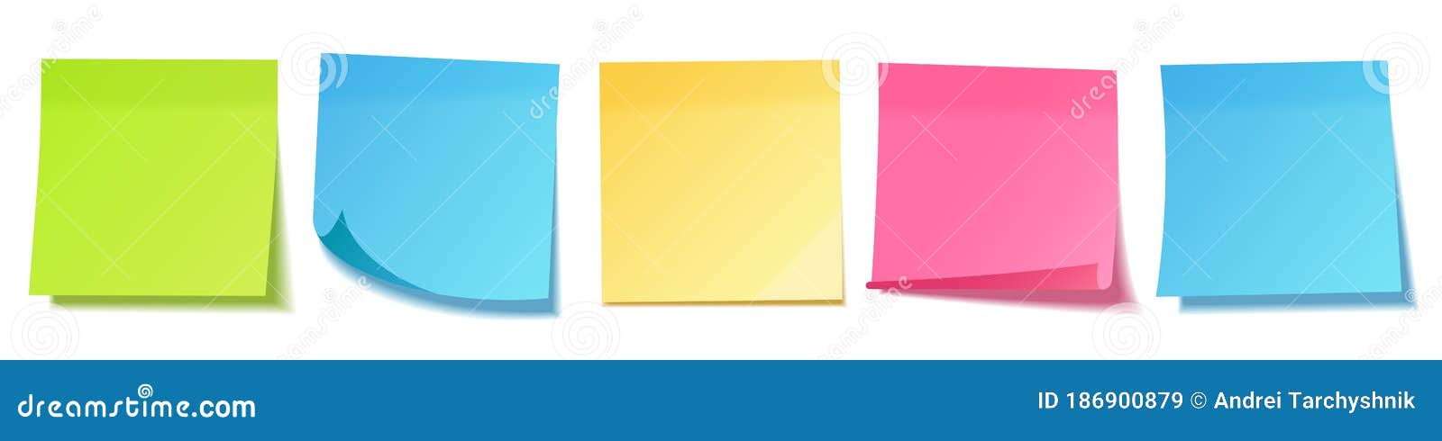 Realistic Blank Sticky Notes Isolated on White Background. Colorful ...