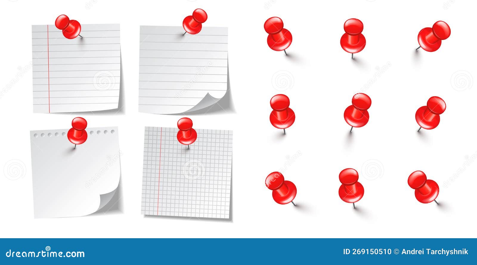 Realistic Blank Sticky Notes Isolated on White Background. White Sheets ...