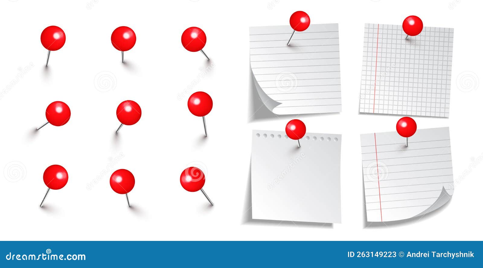 Realistic Blank Sticky Notes Isolated on White Background. White Sheets ...