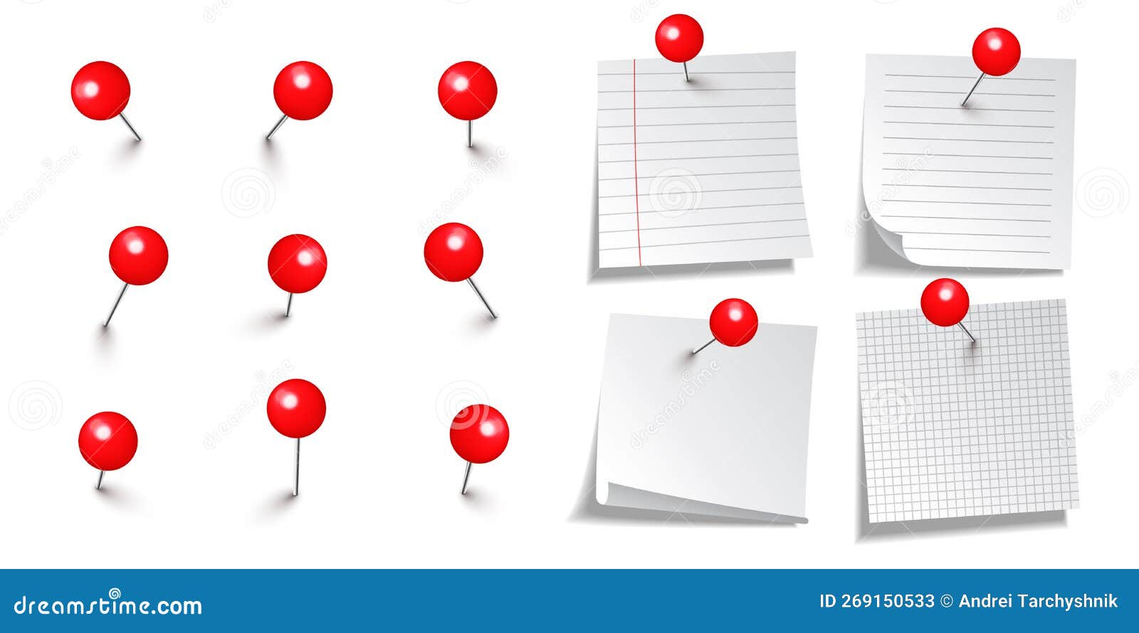 Realistic Blank Sticky Notes Isolated on White Background. White Sheets ...