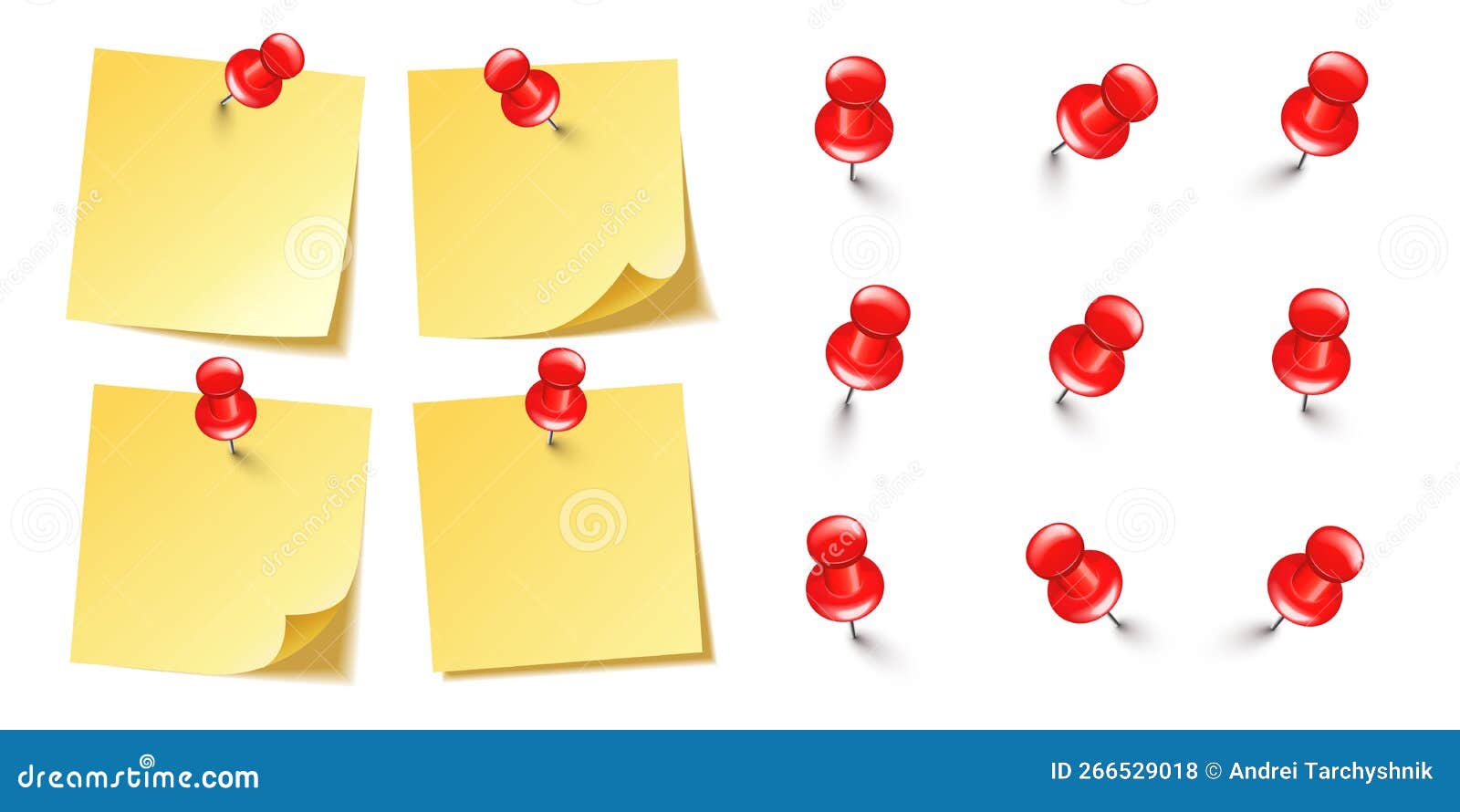 Realistic Blank Sticky Notes Isolated on White Background. Yellow ...