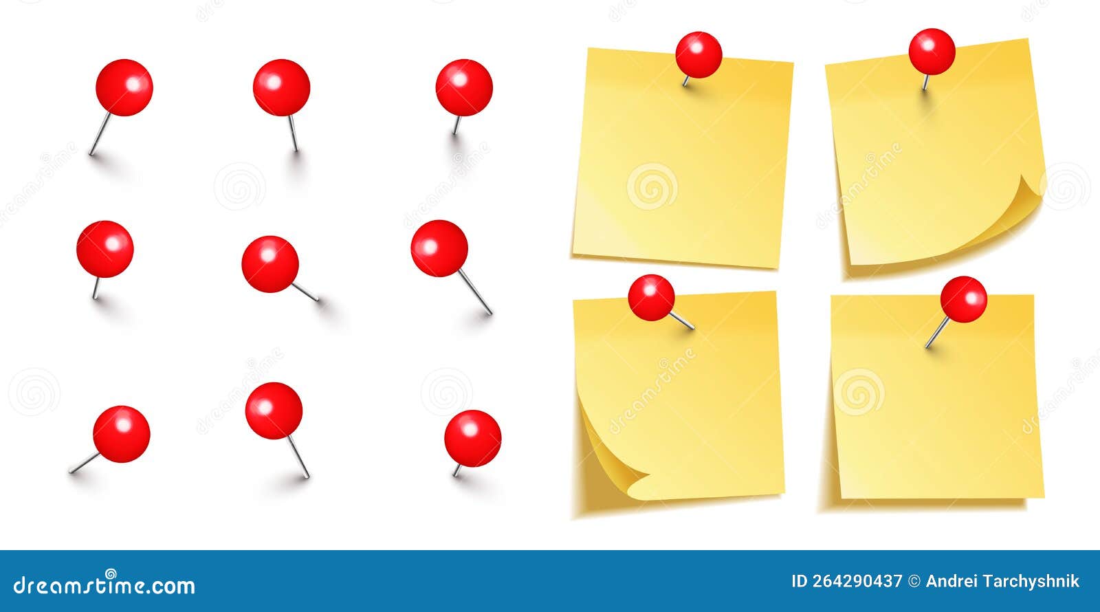 Realistic Blank Sticky Notes Isolated on White Background. Yellow ...