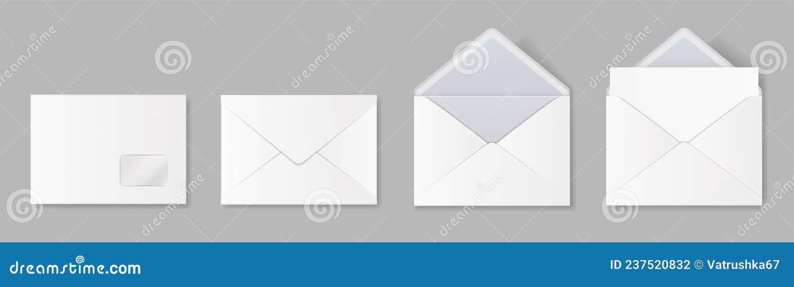 Realistic Blank White Envelope Mockup, Open And Closed Envelopes ...
