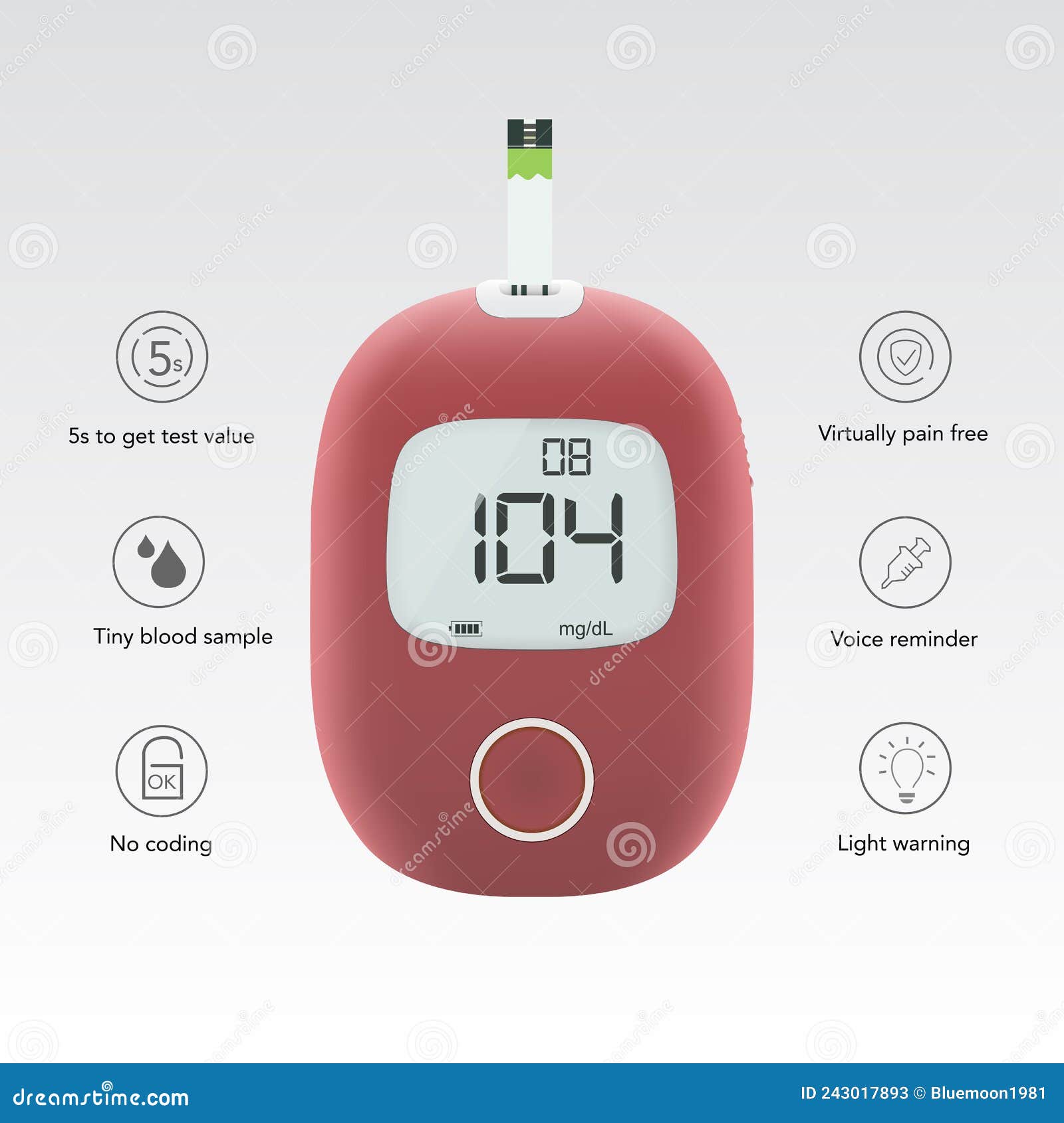 Realistic Blood Glucose Testing Device Stock Vector - Illustration of ...