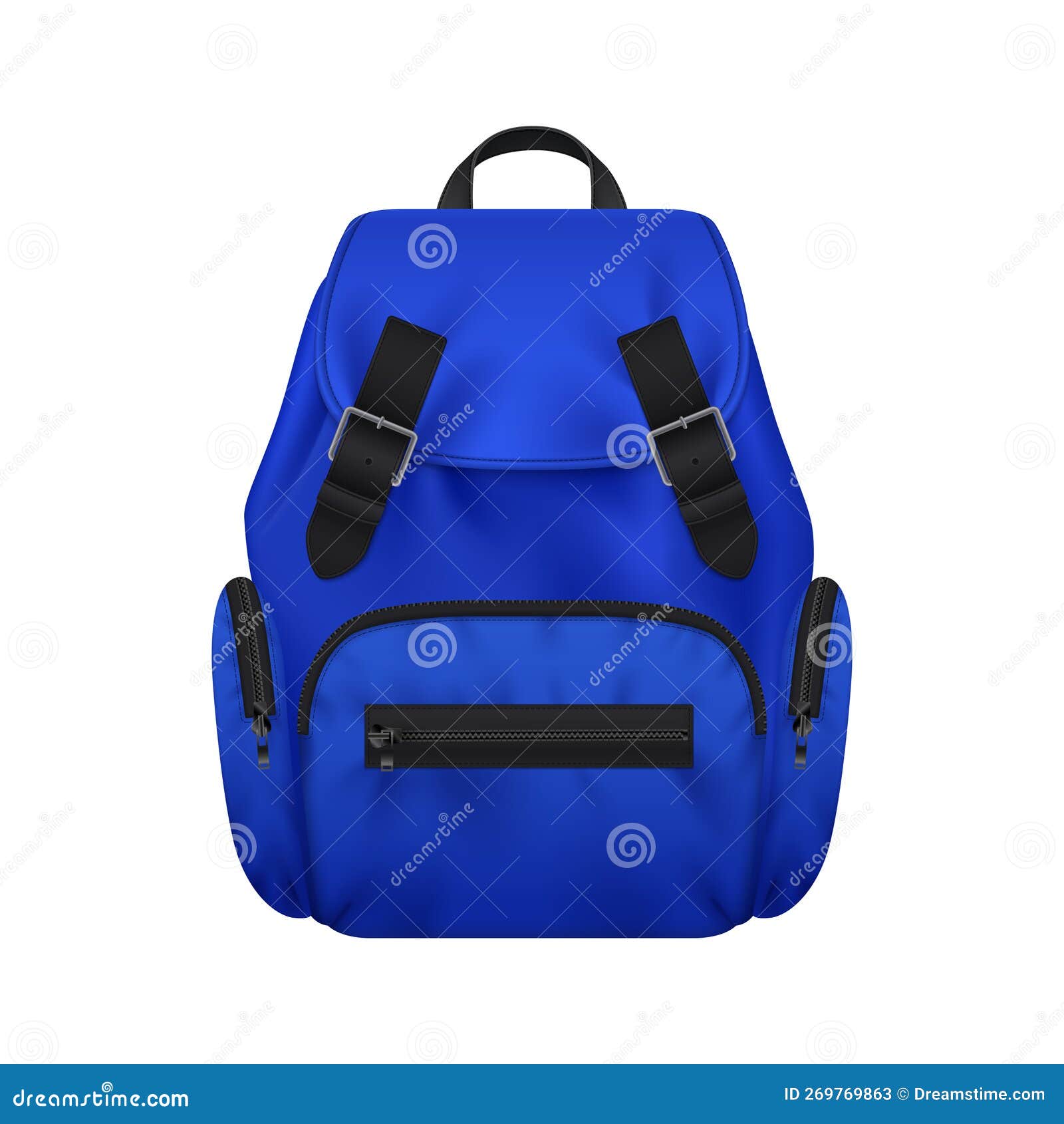 Realistic Blue Backpack Composition Stock Vector - Illustration of icon ...