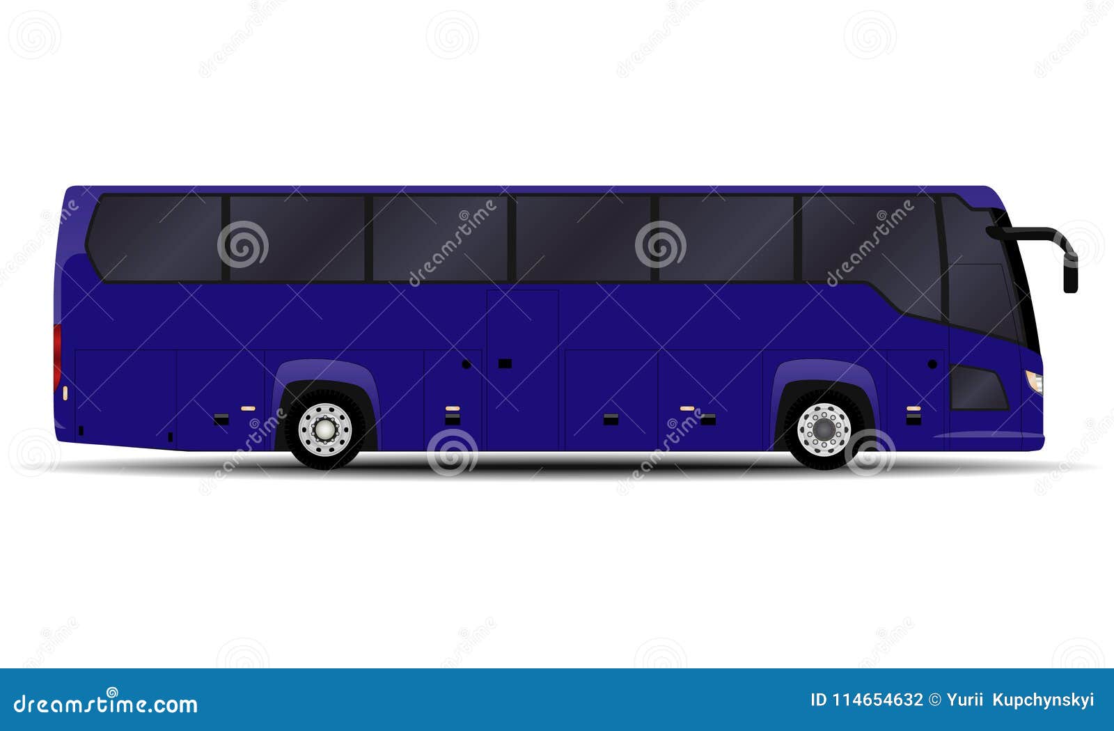 Realistic blue bus. stock illustration. Illustration of engine - 114654632