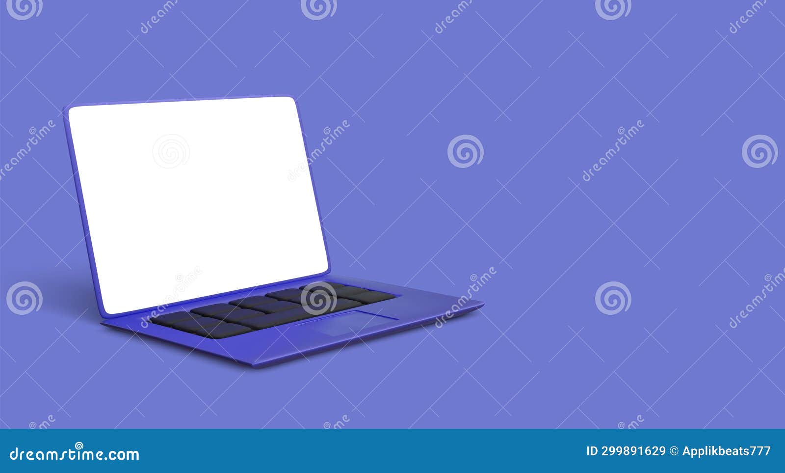 Realistic Blue 3d Laptop with Shadow Isolated on Blue Background ...