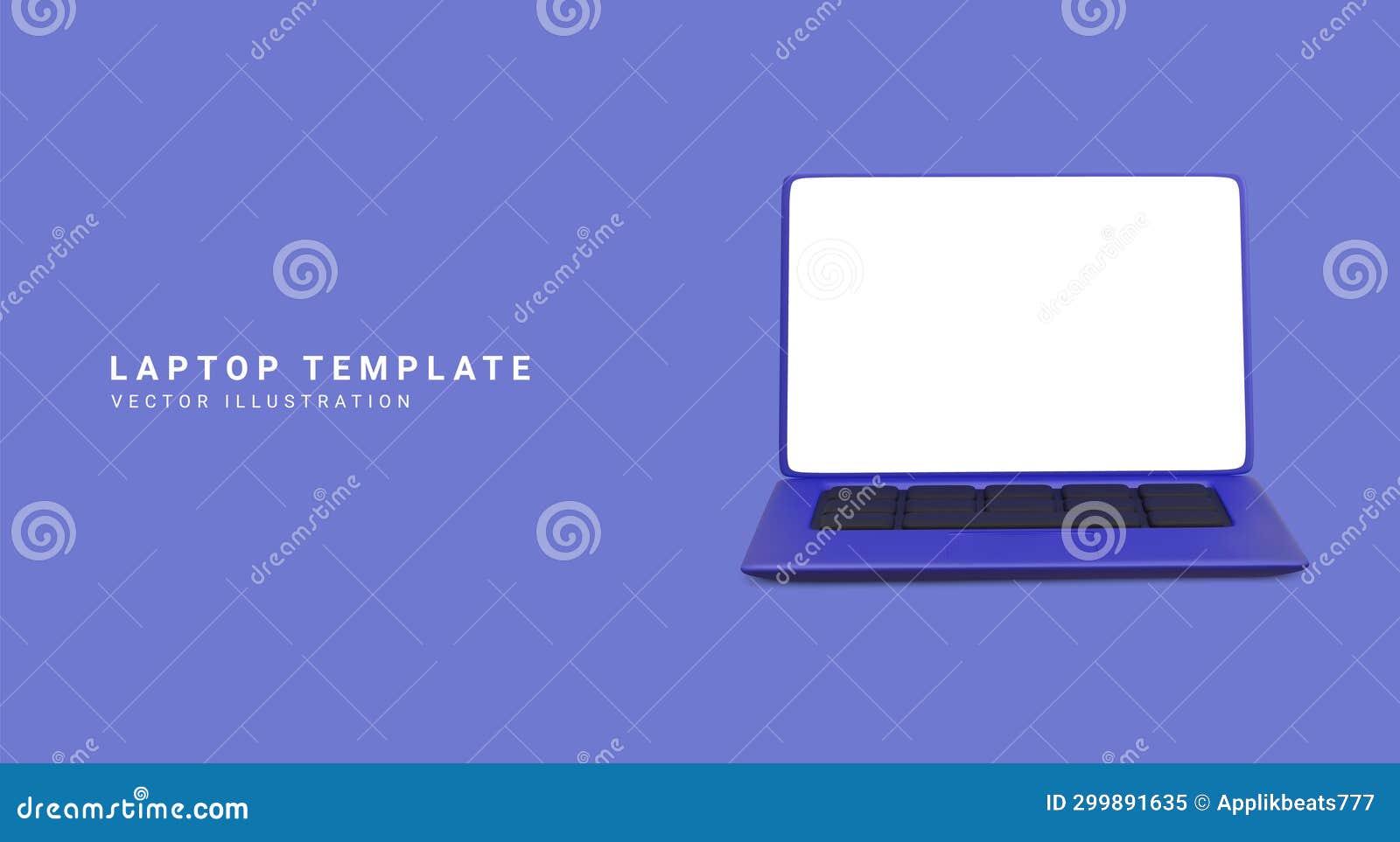 Realistic Blue 3d Laptop with Shadow Isolated on Blue Background ...