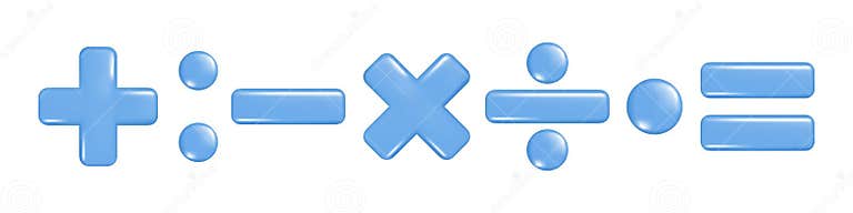 Realistic Blue 3d Plus, Minus, Multiply, Division and Equal Sign ...