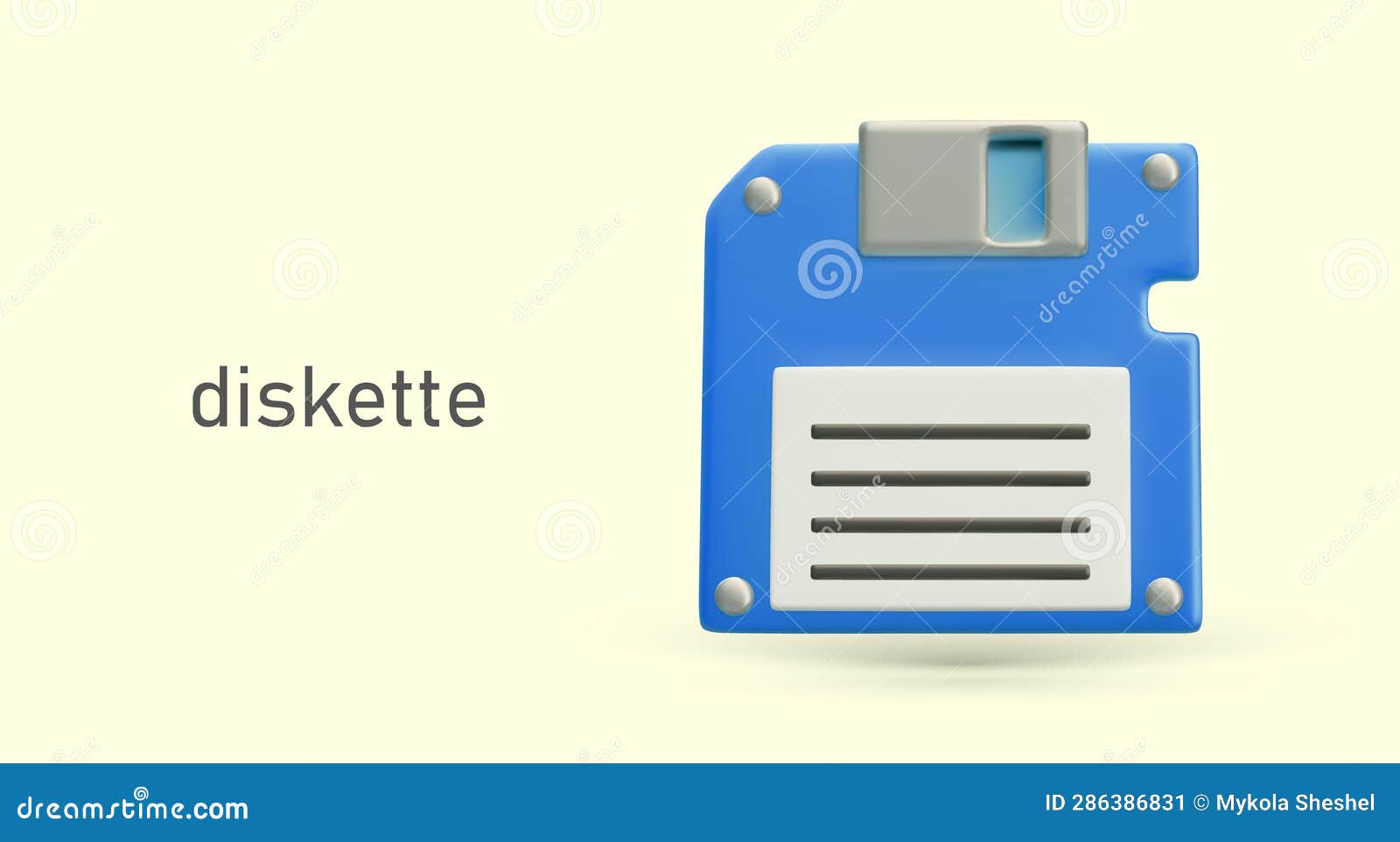 Realistic Blue Diskette. Old Computer Device for Storing Information ...