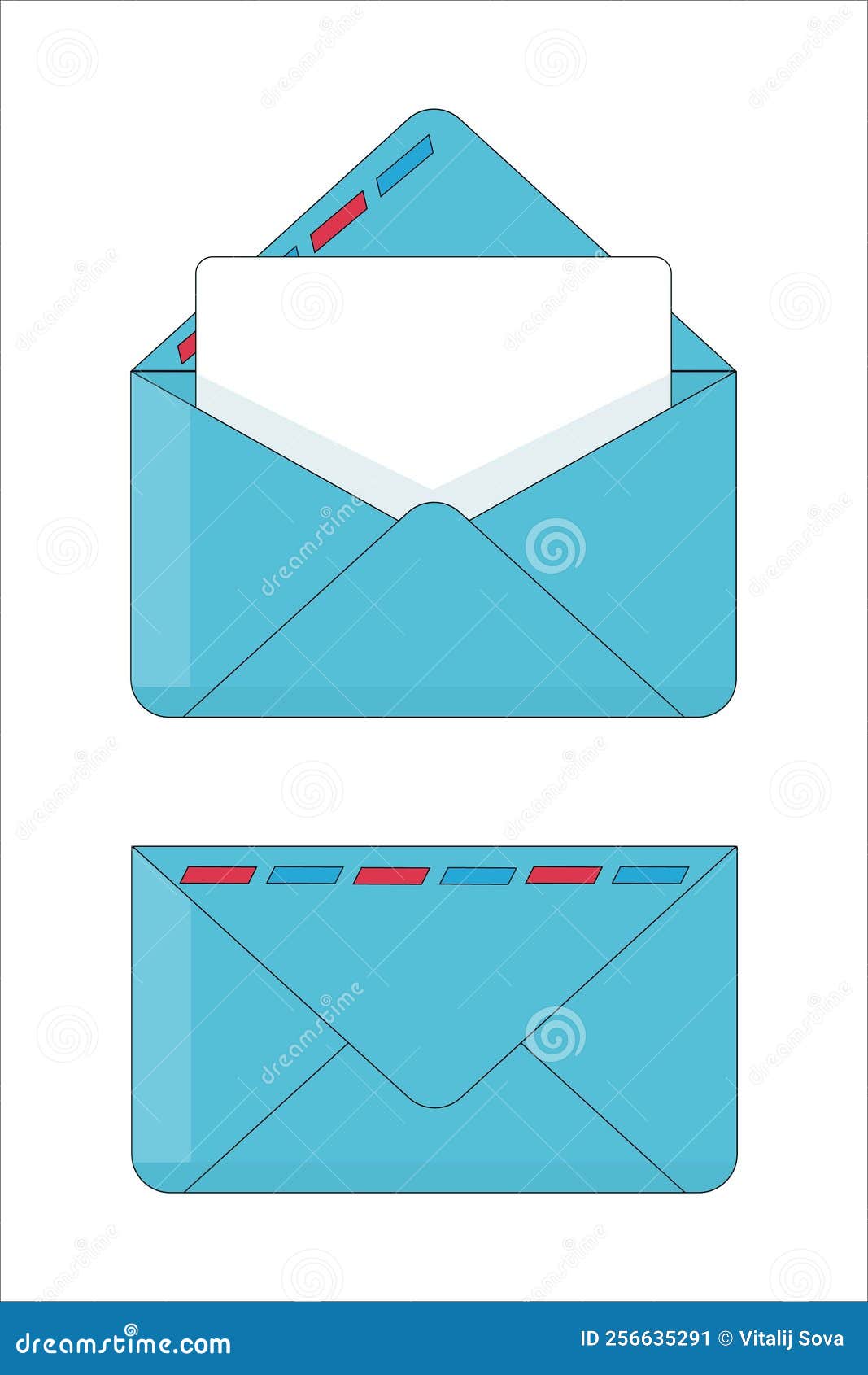 Realistic blue envelope stock illustration. Illustration of letterhead ...