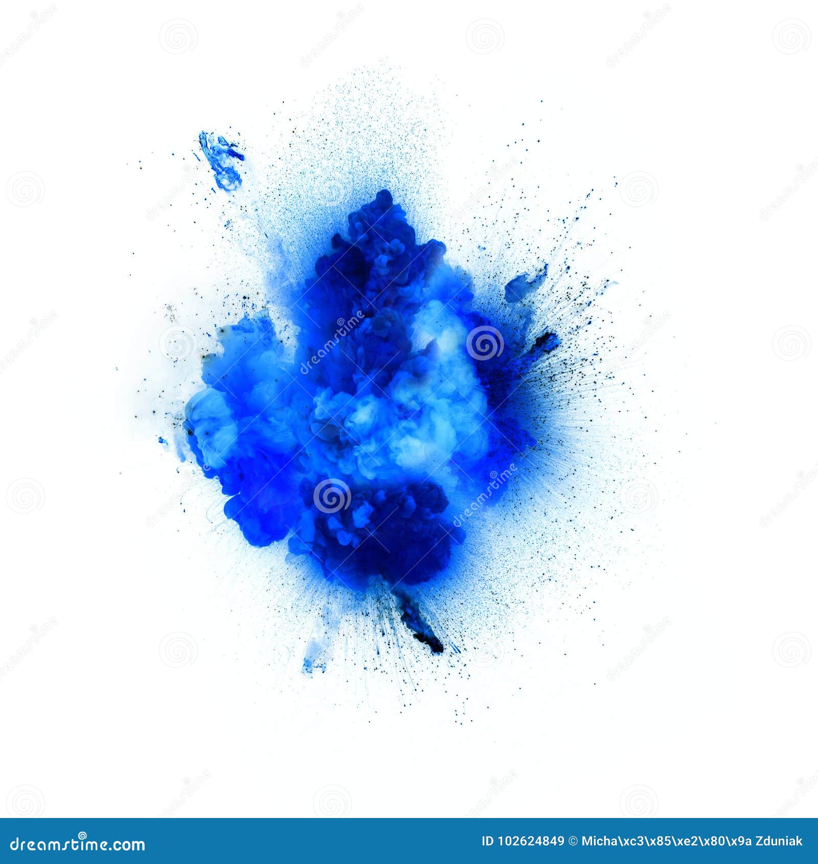 Realistic Blue Explosion with Sparks Over a White Background Stock ...