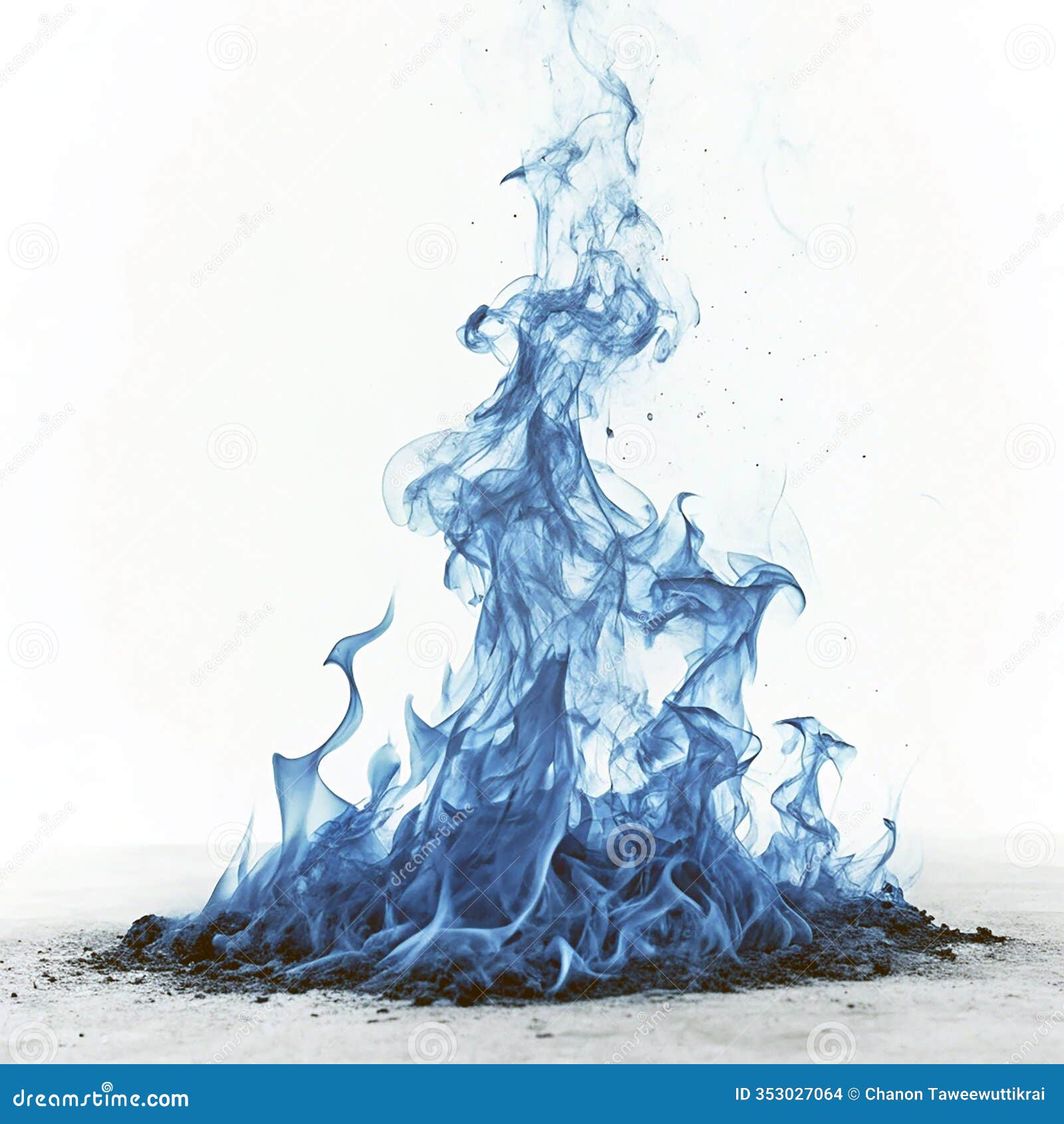 Realistic Blue Fire Isolated on White Background - AI-Generated ...
