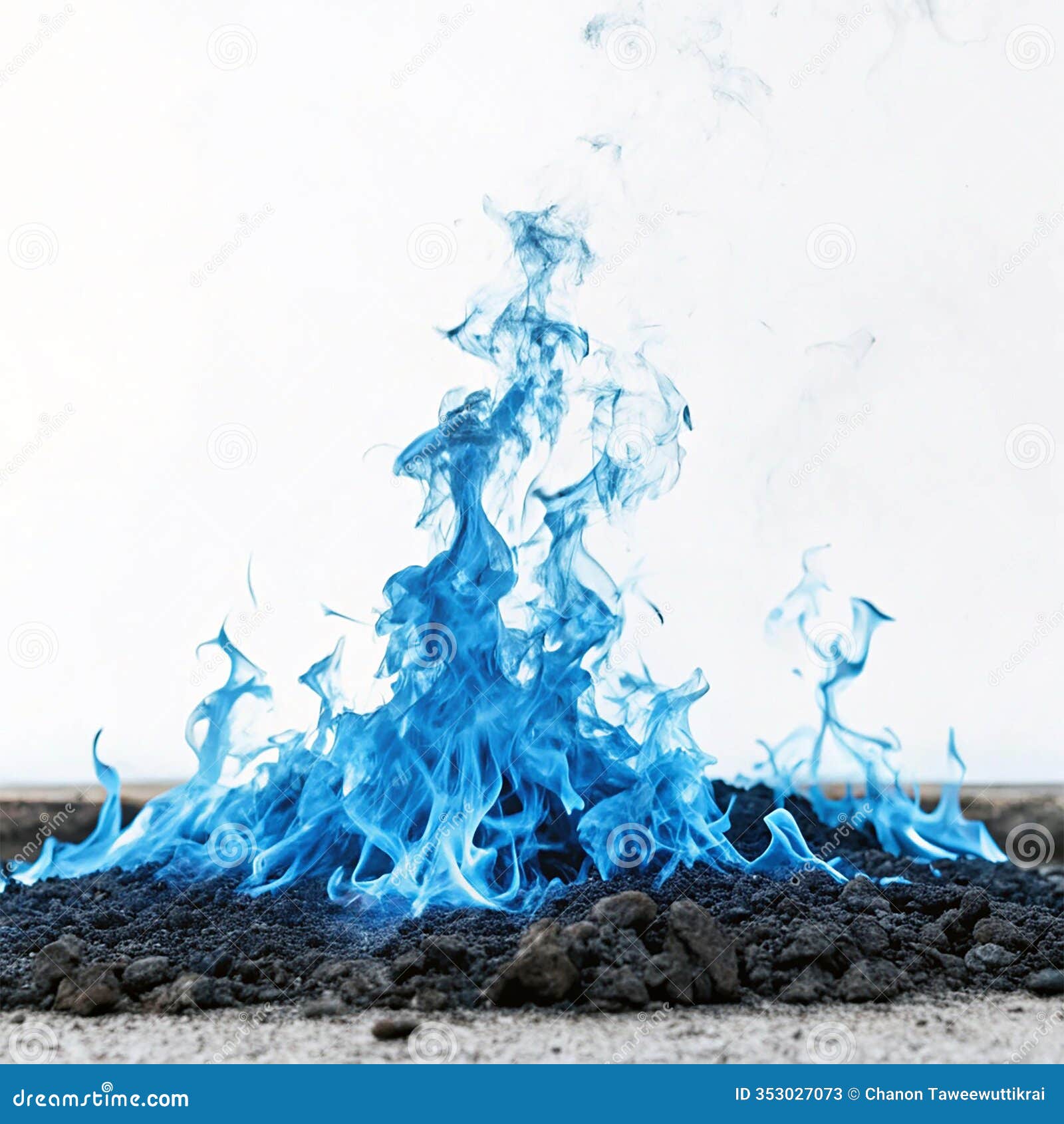 Realistic Blue Fire Isolated on White Background - AI-Generated ...
