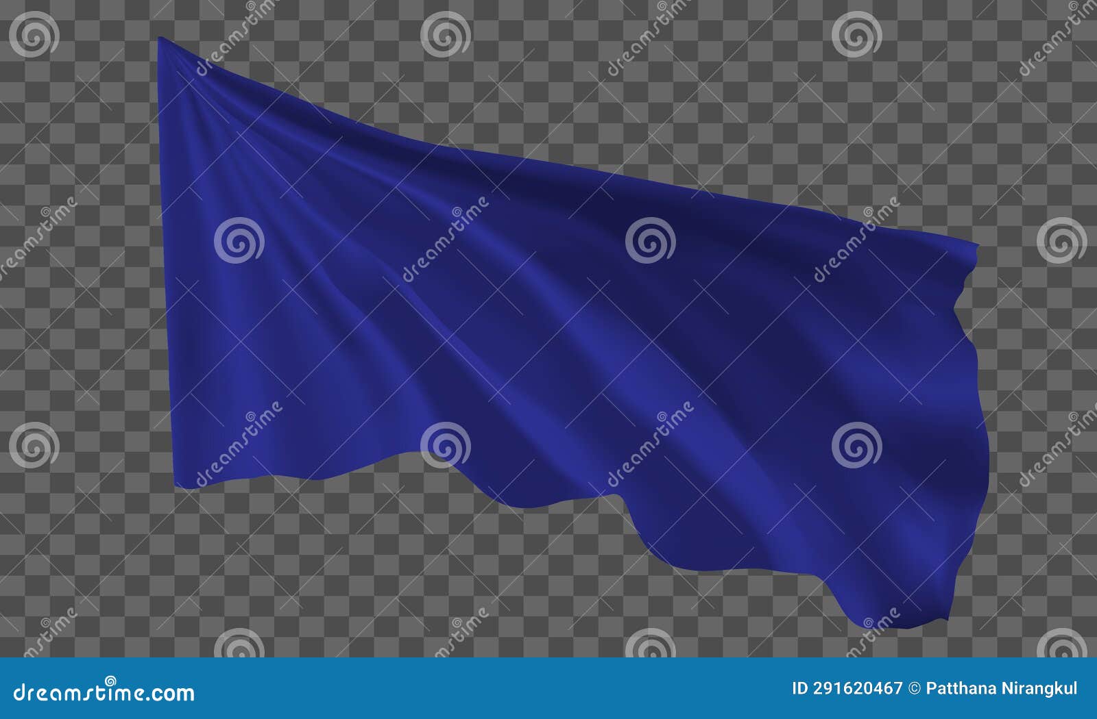 Realistic Blue Flag Flying on Grey Checkered Background Vector Stock ...