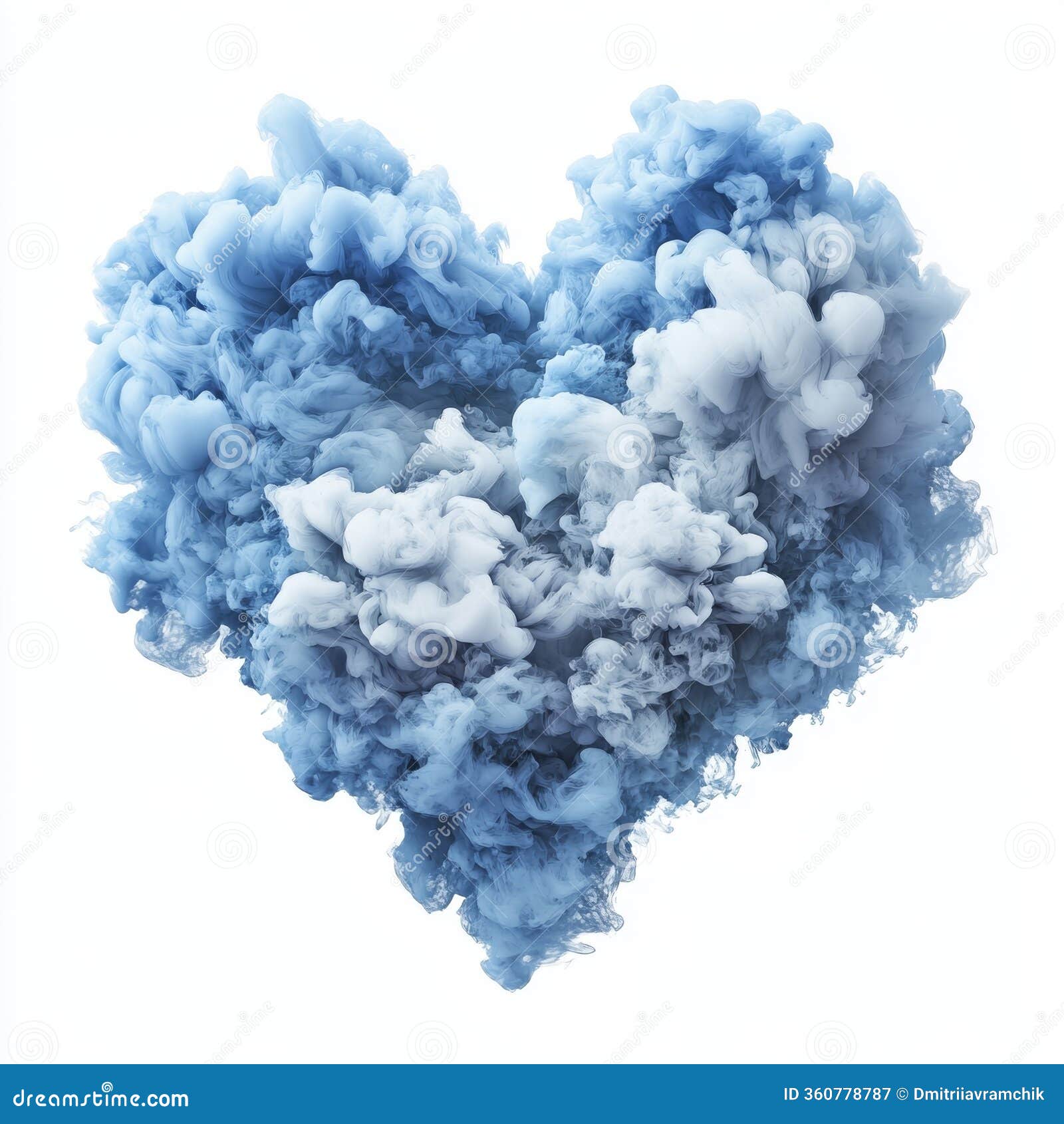 A Realistic Blue Heart-shaped Cloud with a Fluffy Texture, Isolated on ...