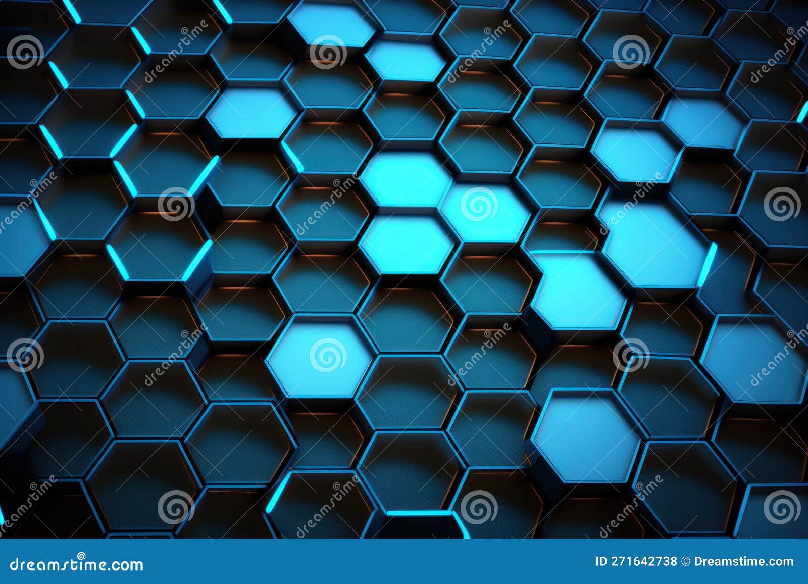 Realistic Blue Hexagon Pattern Background. Illustration AI Generative ...