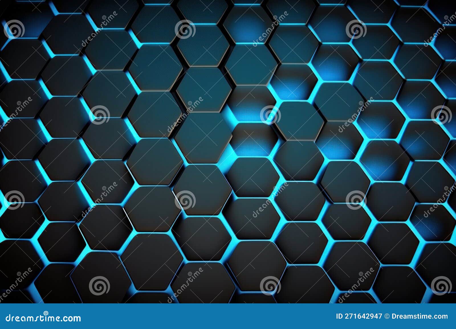Realistic Blue Hexagon Pattern Background. Illustration AI Generative ...