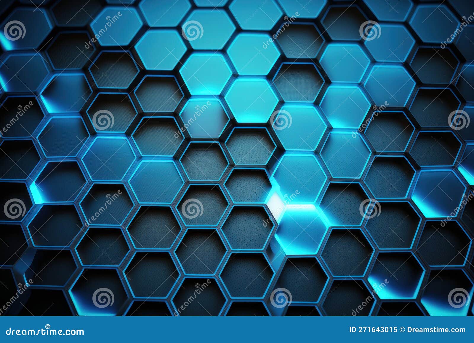 Realistic Blue Hexagon Pattern Background. Illustration AI Generative ...