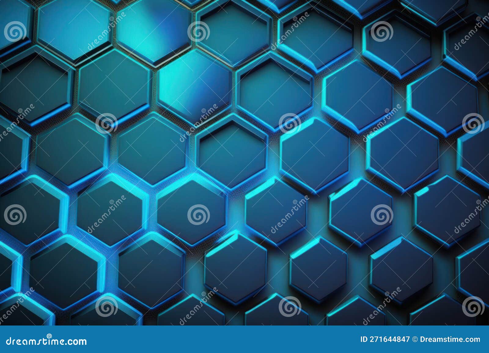 Realistic Blue Hexagon Pattern Background. Illustration AI Generative ...