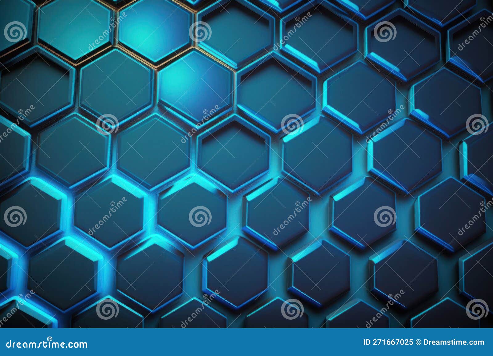 Realistic Blue Hexagon Pattern Background. Illustration AI Generative ...