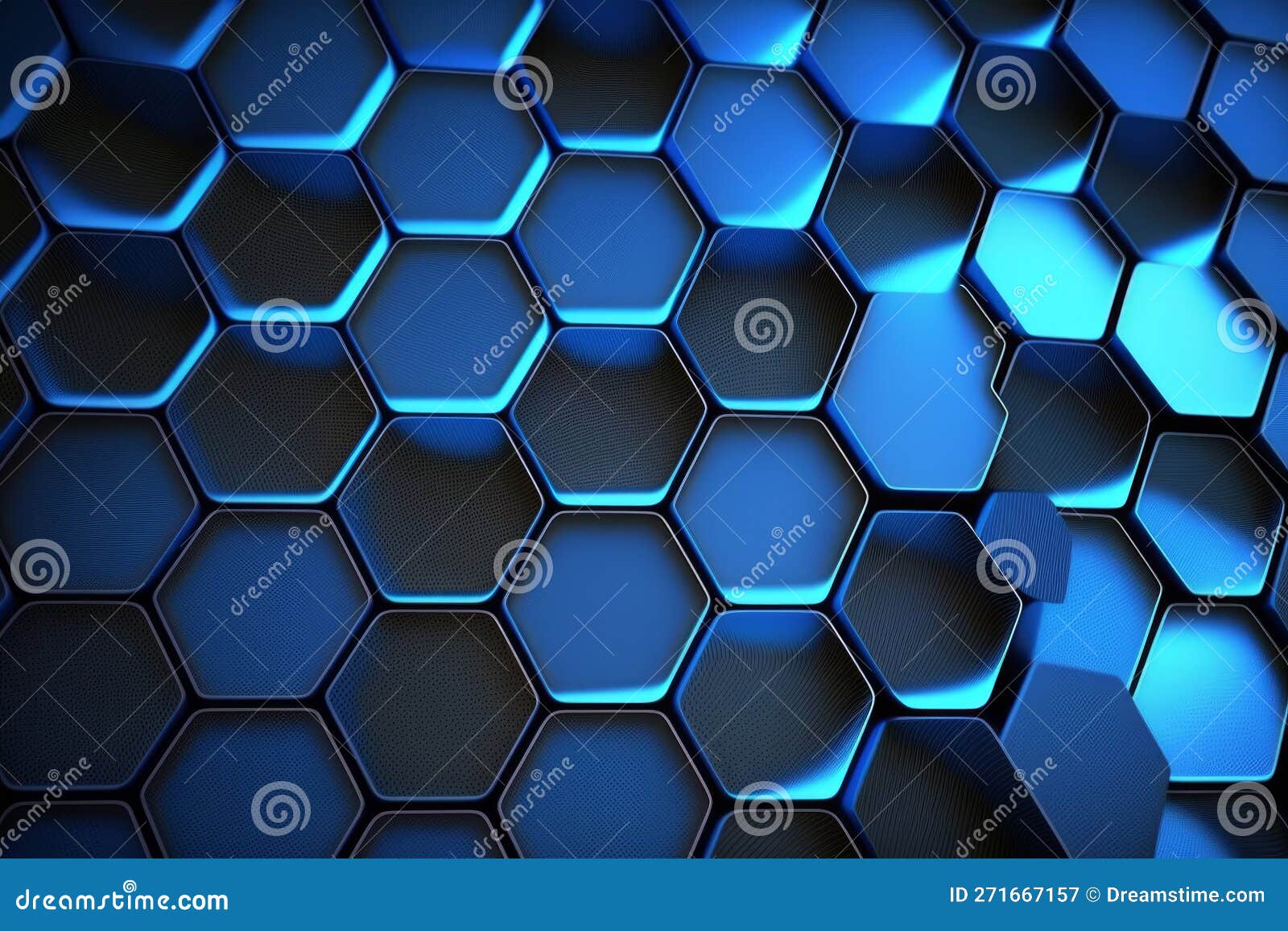 Realistic Blue Hexagon Pattern Background. Illustration AI Generative ...