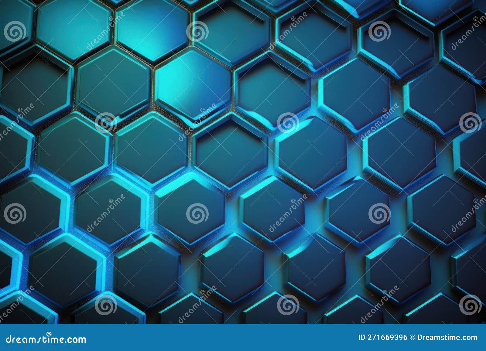 Realistic Blue Hexagon Pattern Background. Illustration AI Generative ...