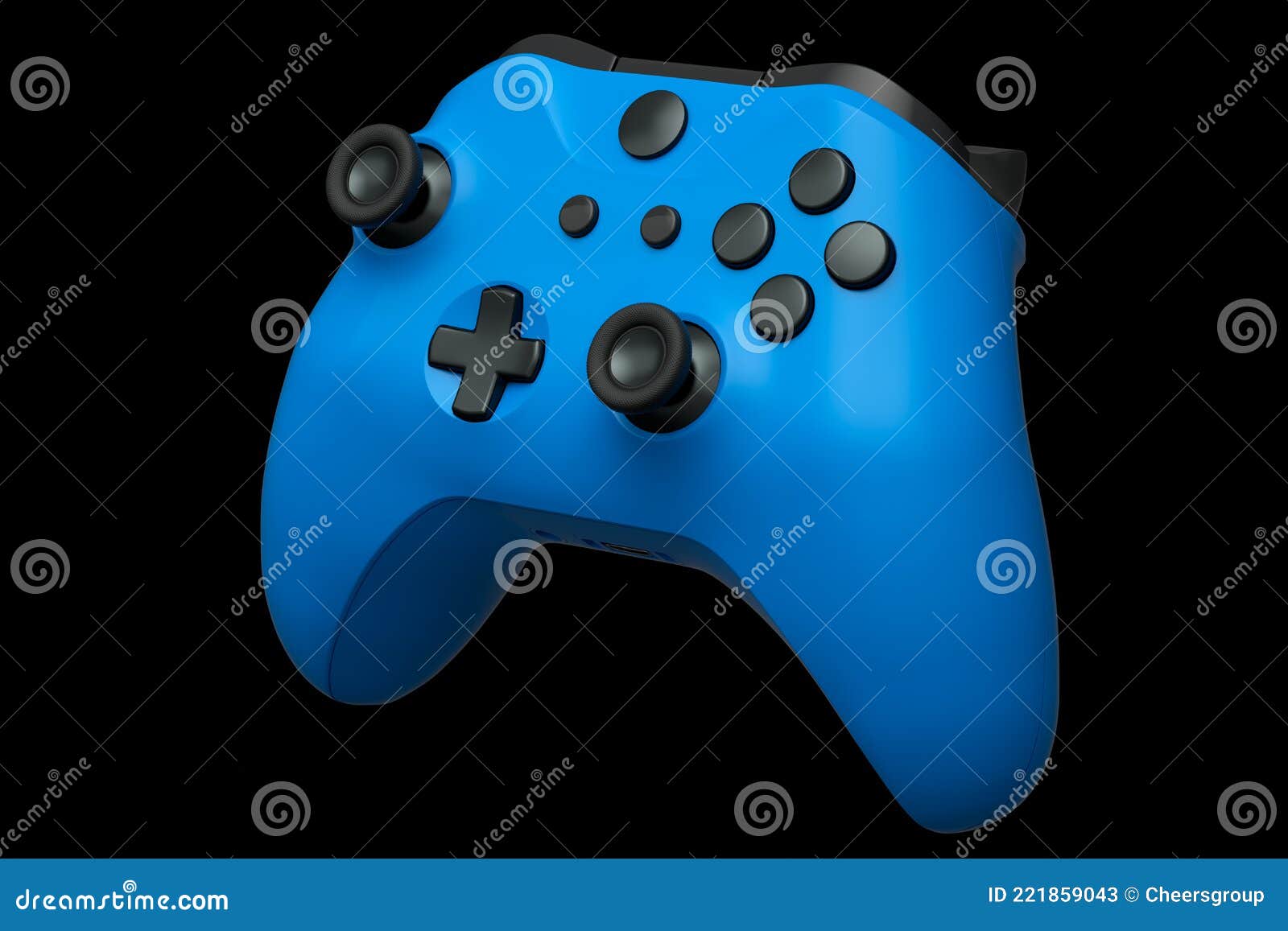 Realistic Blue Joystick for Video Game Controller on Black Background ...