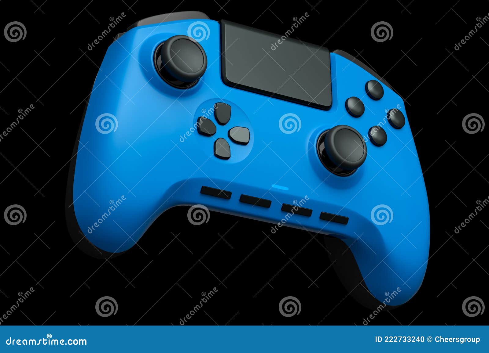Realistic Blue Joystick for Video Game Controller on Black Background ...
