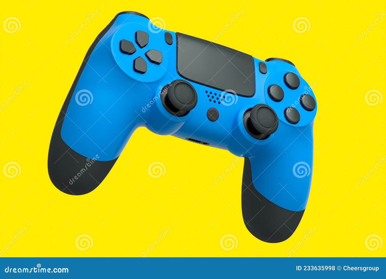 Realistic Blue Joystick for Video Game Controller on Yellow Background ...