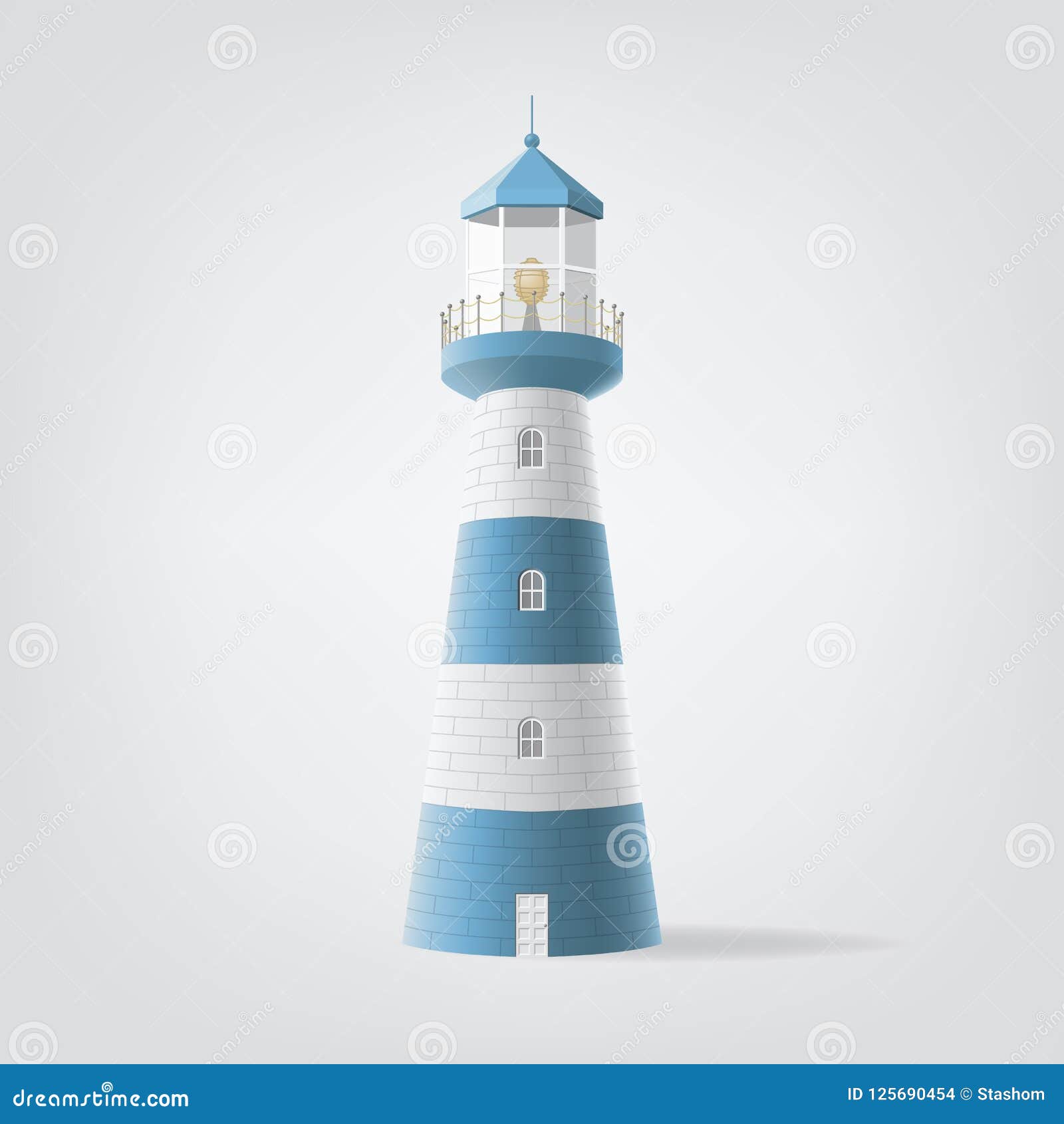 Realistic Blue Lighthouse Icon. Stock Vector - Illustration of beach ...