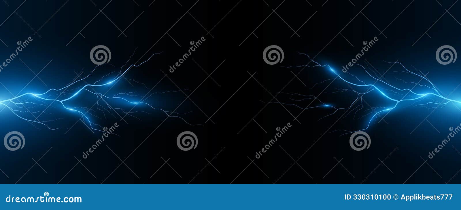 Realistic Blue Lightning Effect Isolated on Black Background. Thunderbolt with Light Effect ...