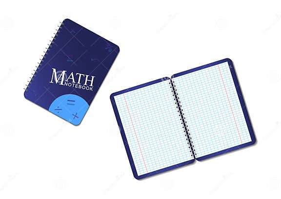 Realistic Blue Math Notebook Set Isolated on White Background Stock ...