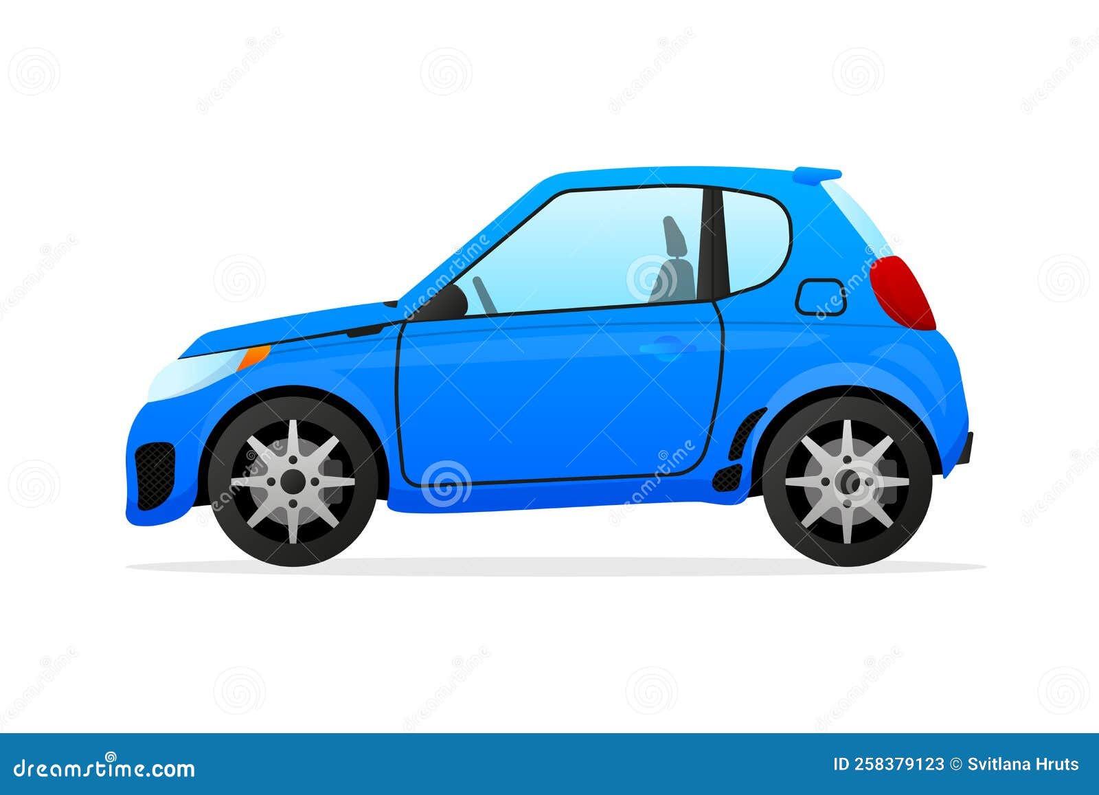 Realistic Blue Mini Car. Side View. Vector Illustration. Stock ...